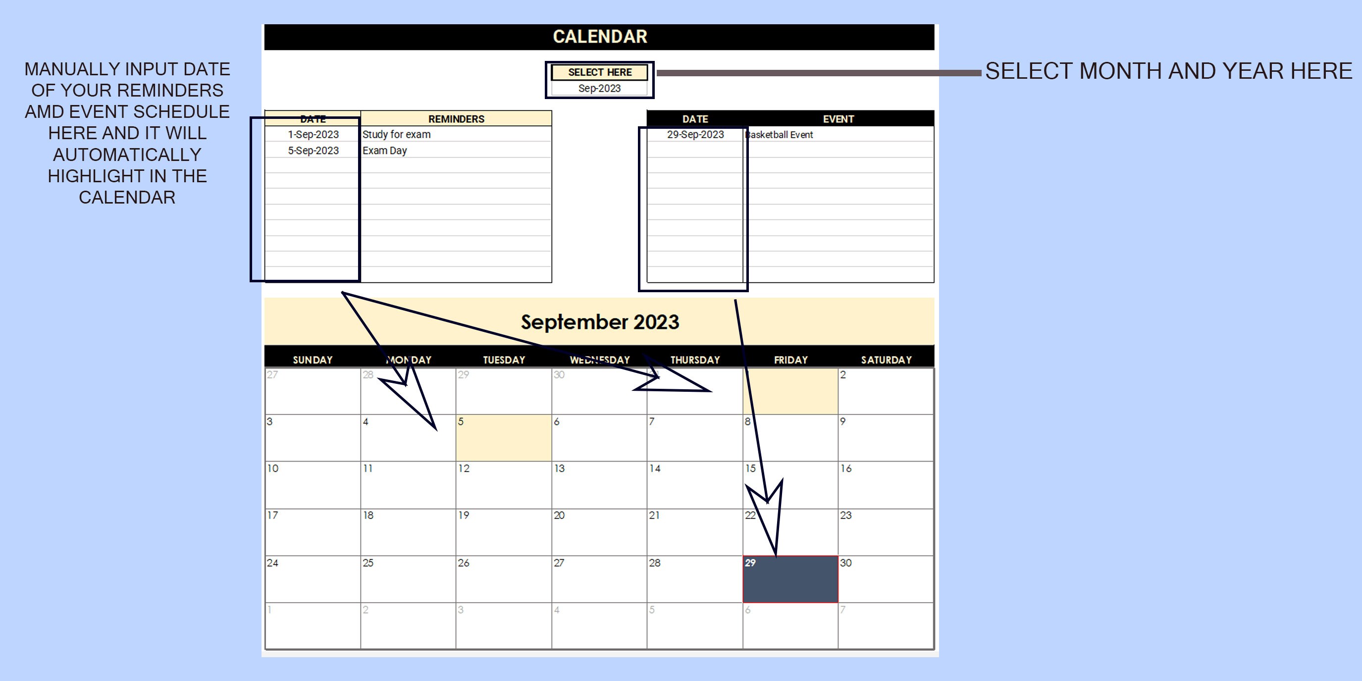 Dynamic Calendar Template - Etsy