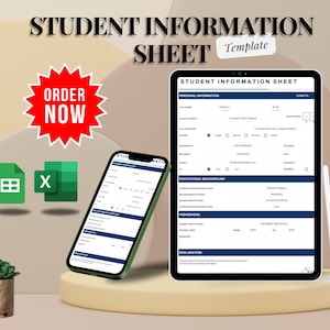 Student Information Sheet Template - Etsy