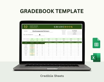 Gradebook Spreadsheet Template for Excel and Google Sheets, Digital ...
