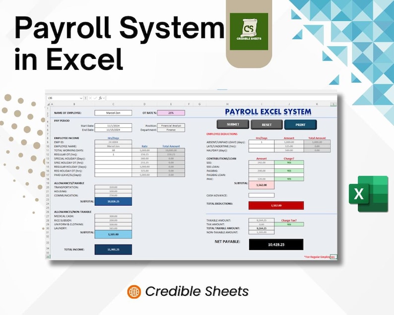 Payroll System in Excel (philippine Base) - Etsy