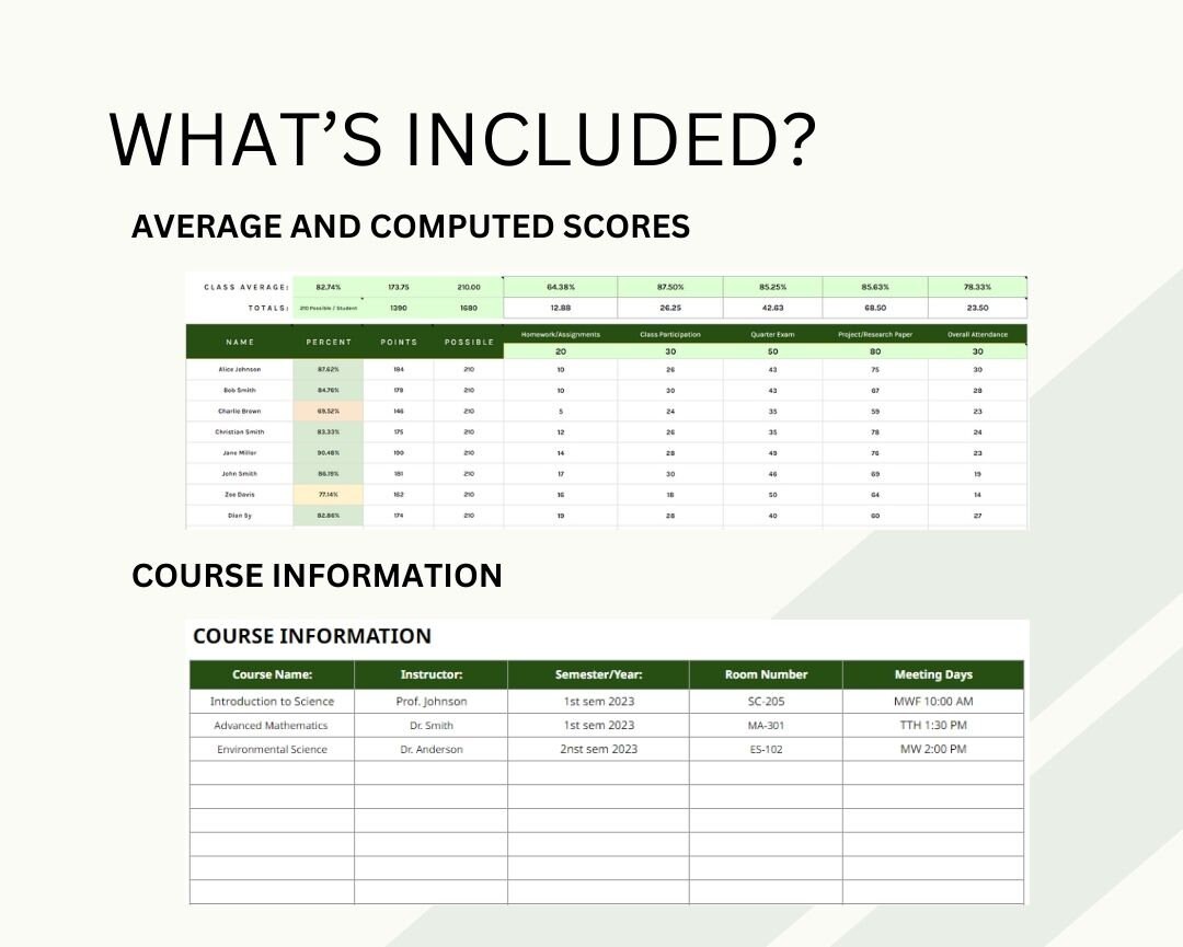 Gradebook Template - Etsy