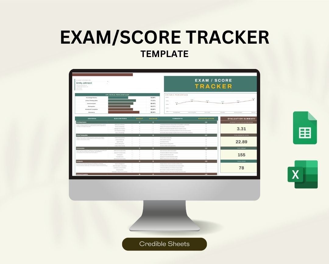 Exam/score Tracker Template - Etsy