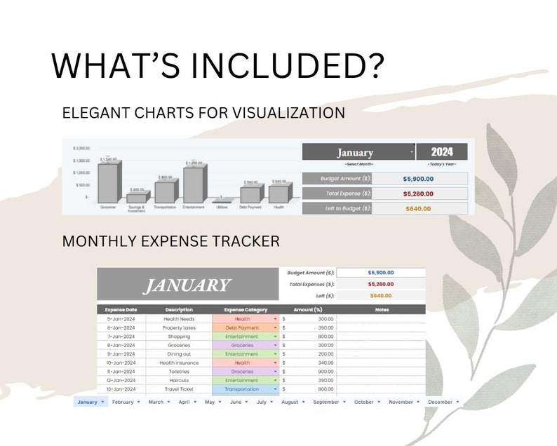 Expense Tracker Template - Etsy