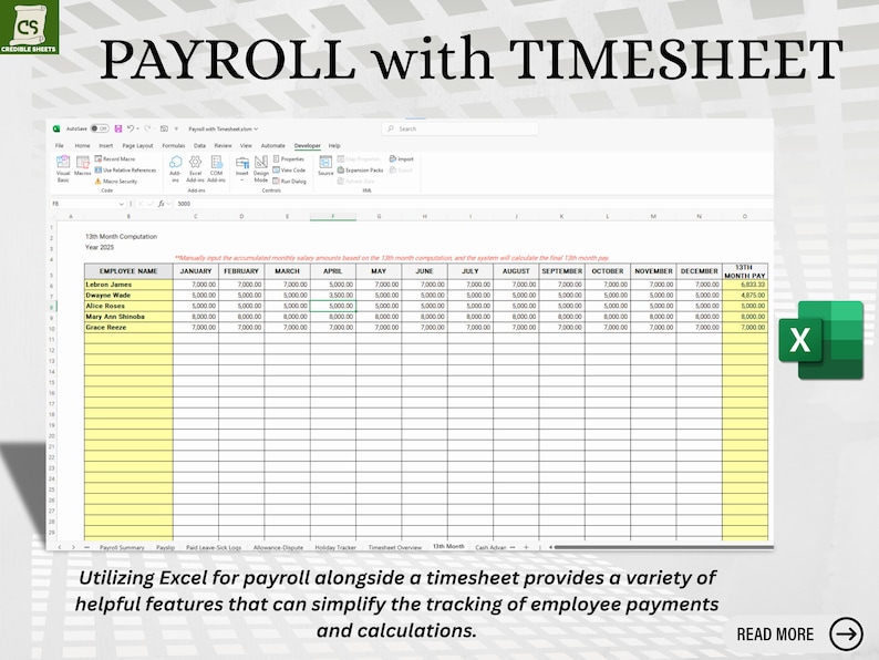 Payroll With Timesheet in Excel - Etsy
