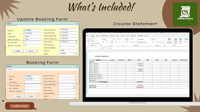 Hotel Booking Template V.2 in Excel - Etsy