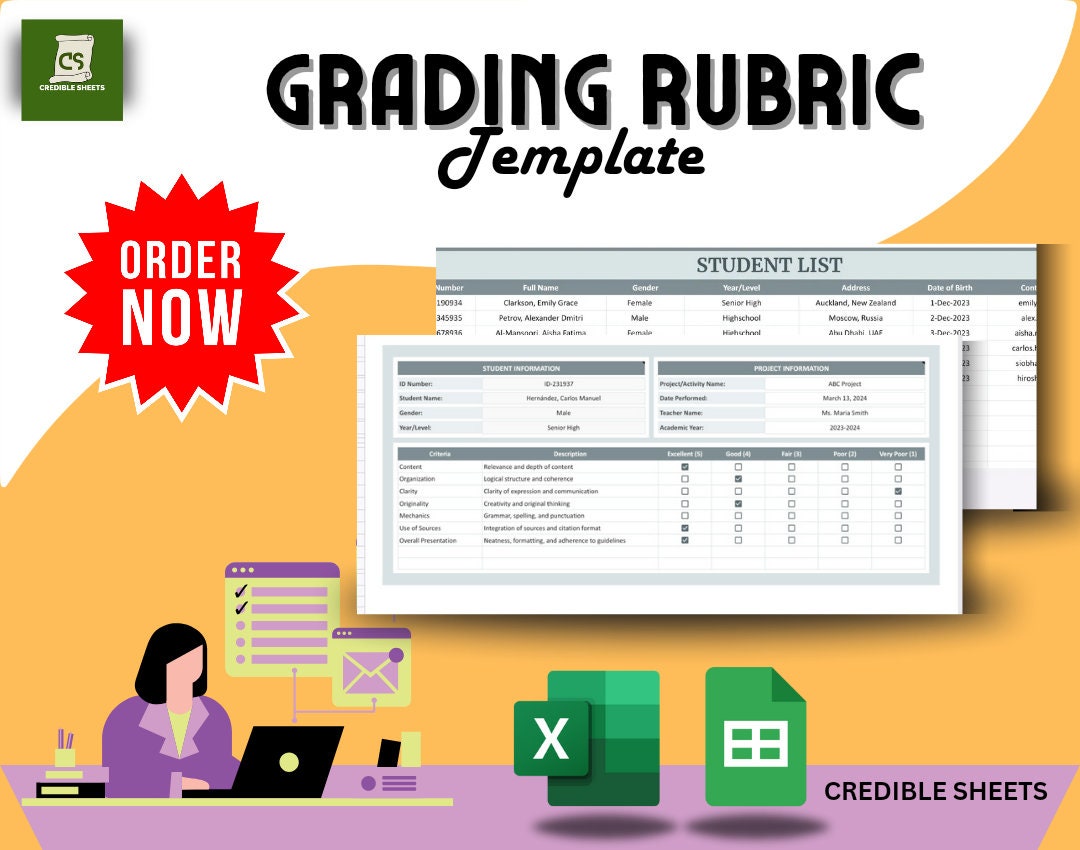 Grading Rubric Template - Etsy
