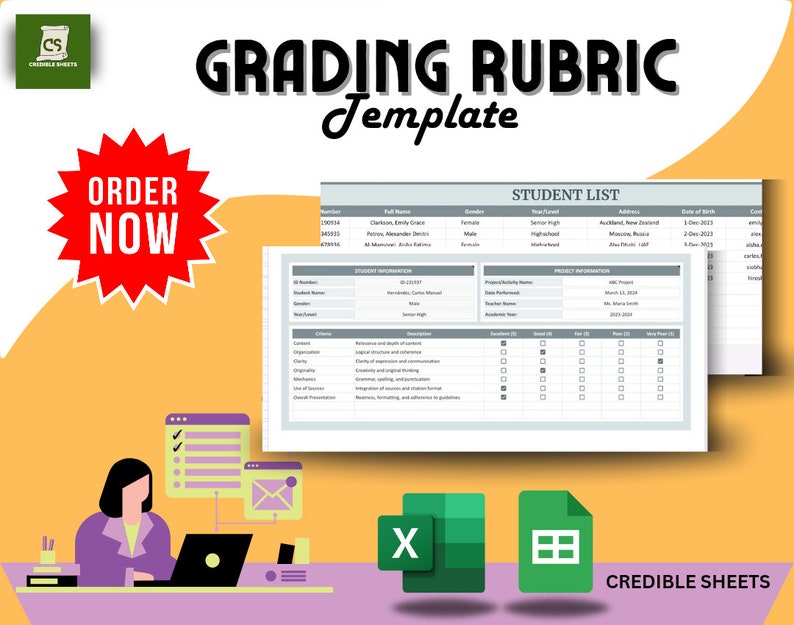 Grading Rubric Template - Etsy