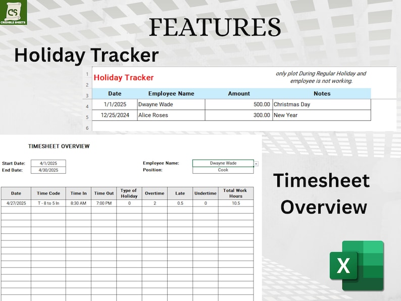 Payroll With Timesheet in Excel - Etsy
