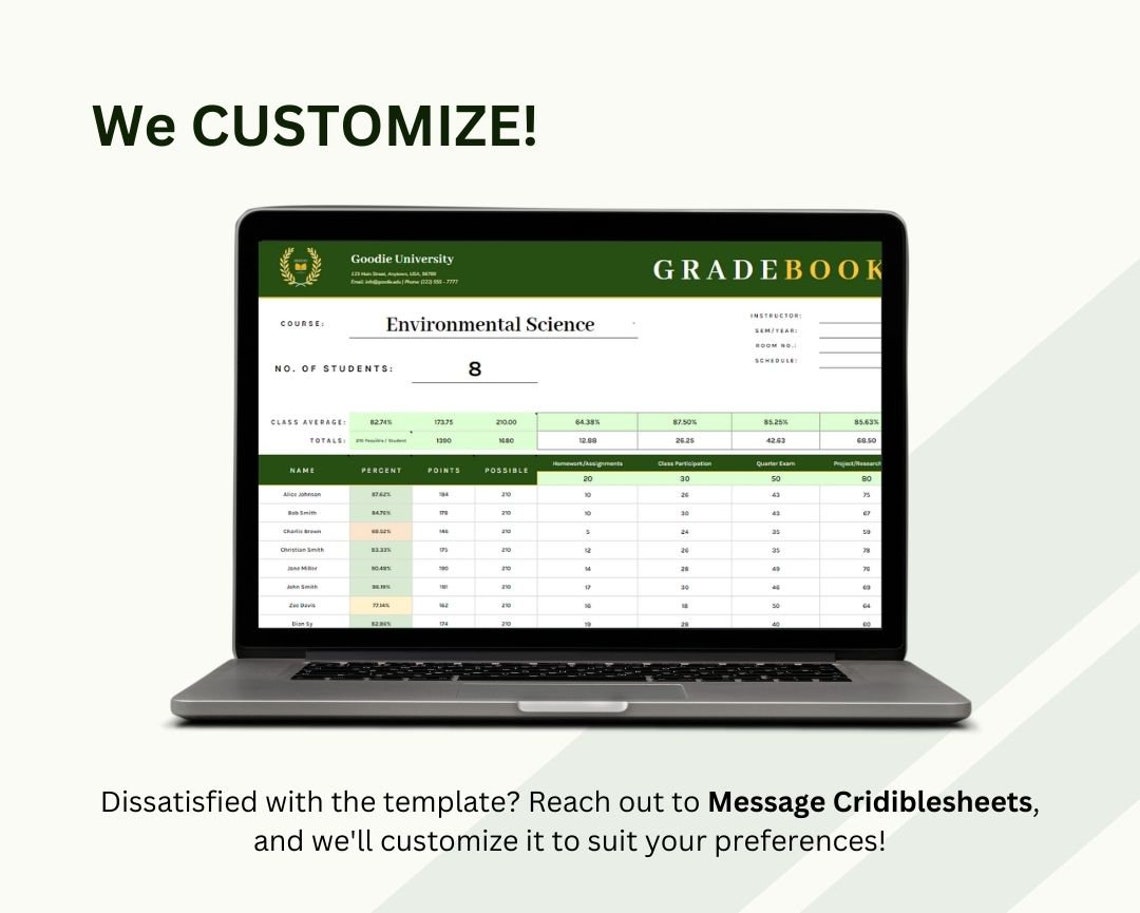 Gradebook Template - Etsy
