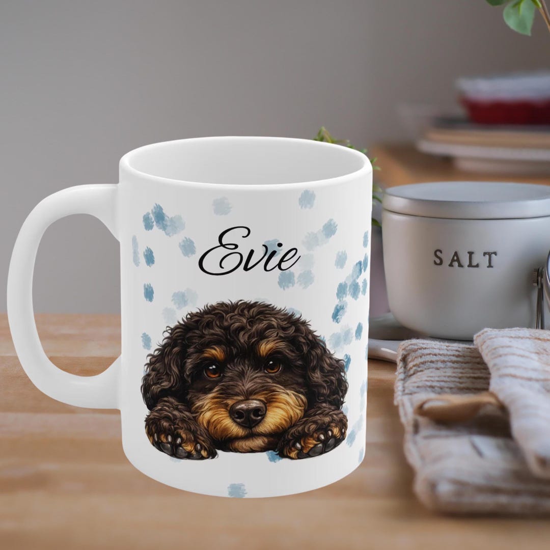Chocolate Phantom Cockapoo Mug, Cavapoo Labradoodle Doodle Mug ...