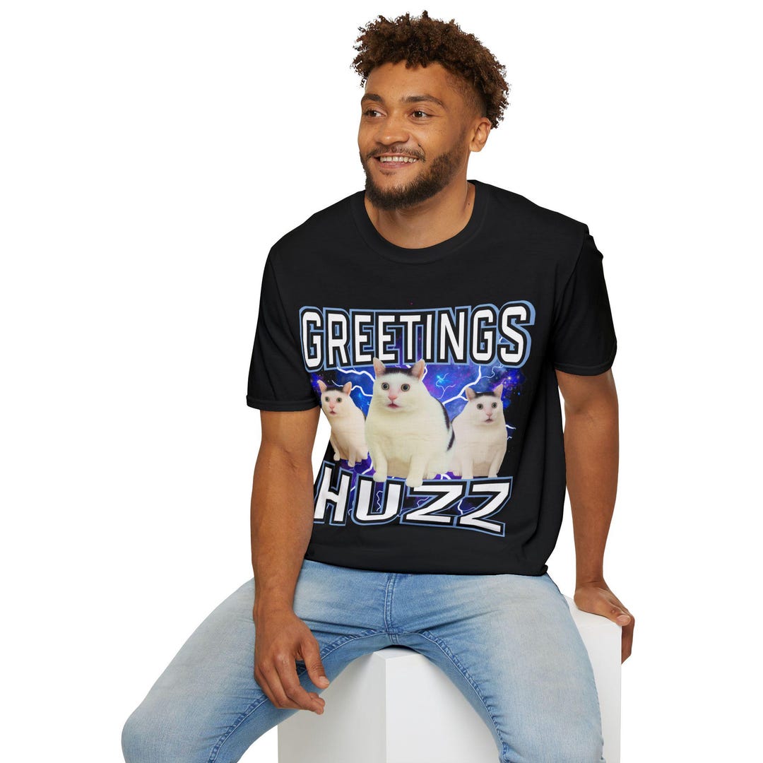 Greetings Huzz Funny Silly Cat Meme T-shirt - Etsy UK