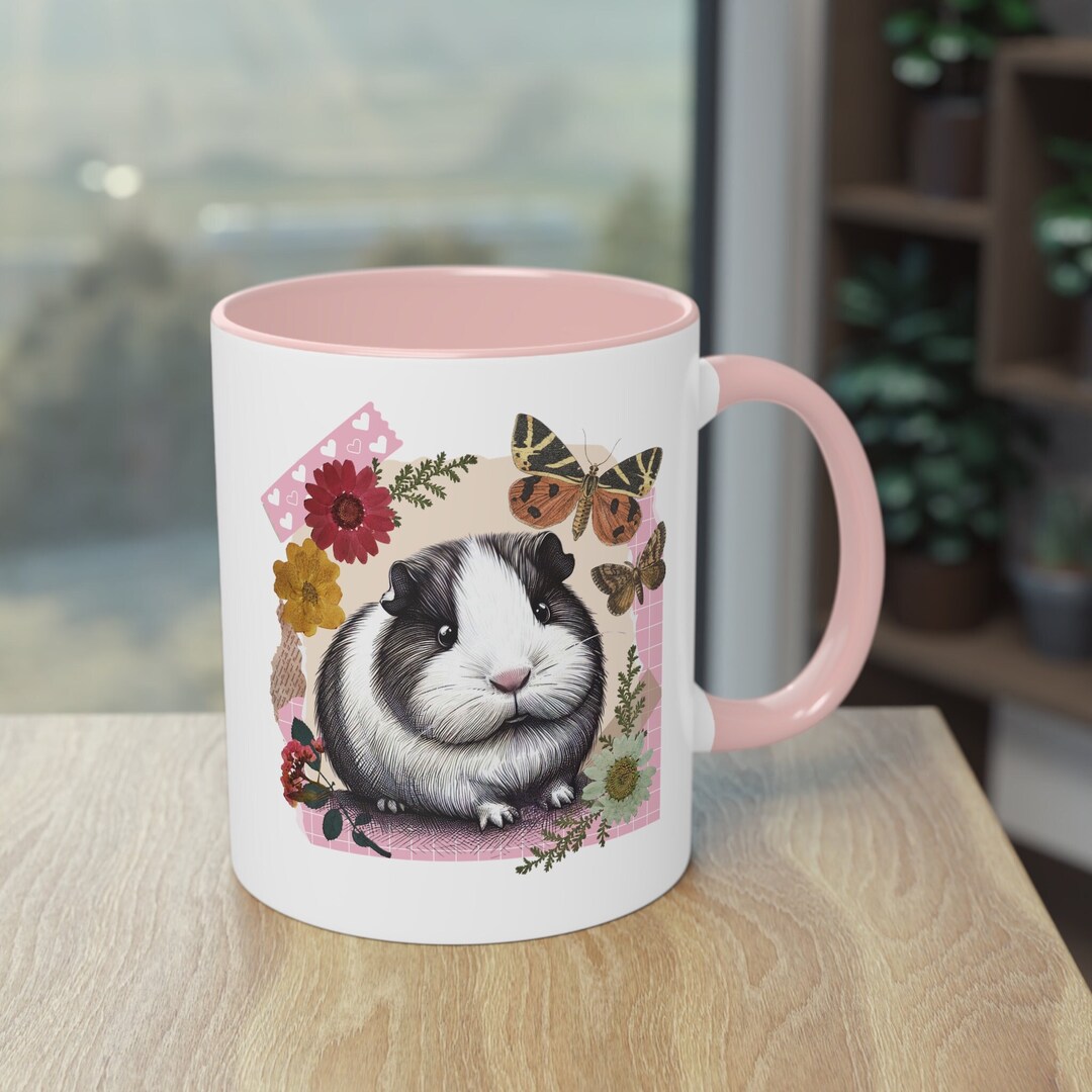 Guinea Pig Mug Scrapbook Style Cute Guinea Pig Cup Two -tone Coffee Mug ...