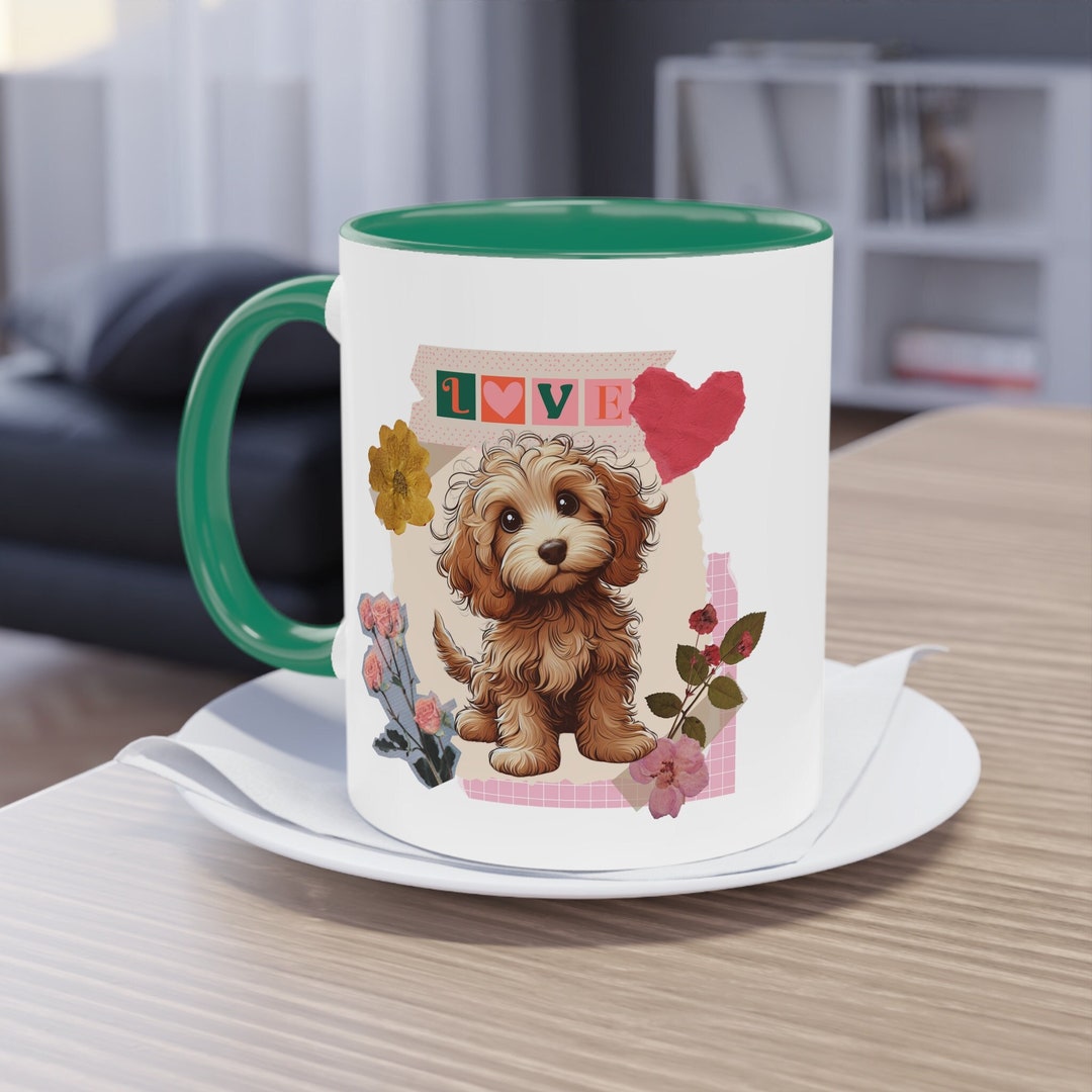 Cockapoo Mug Cavapoo Cup Scrapbook Style Dog Puppy Two-tone Coffee Mug ...