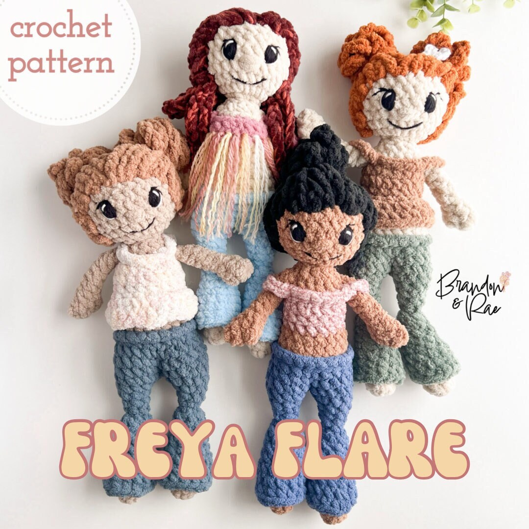 Freya Flare Crochet Pattern / Crochet Doll / Groovy Doll / Hippie Doll ...