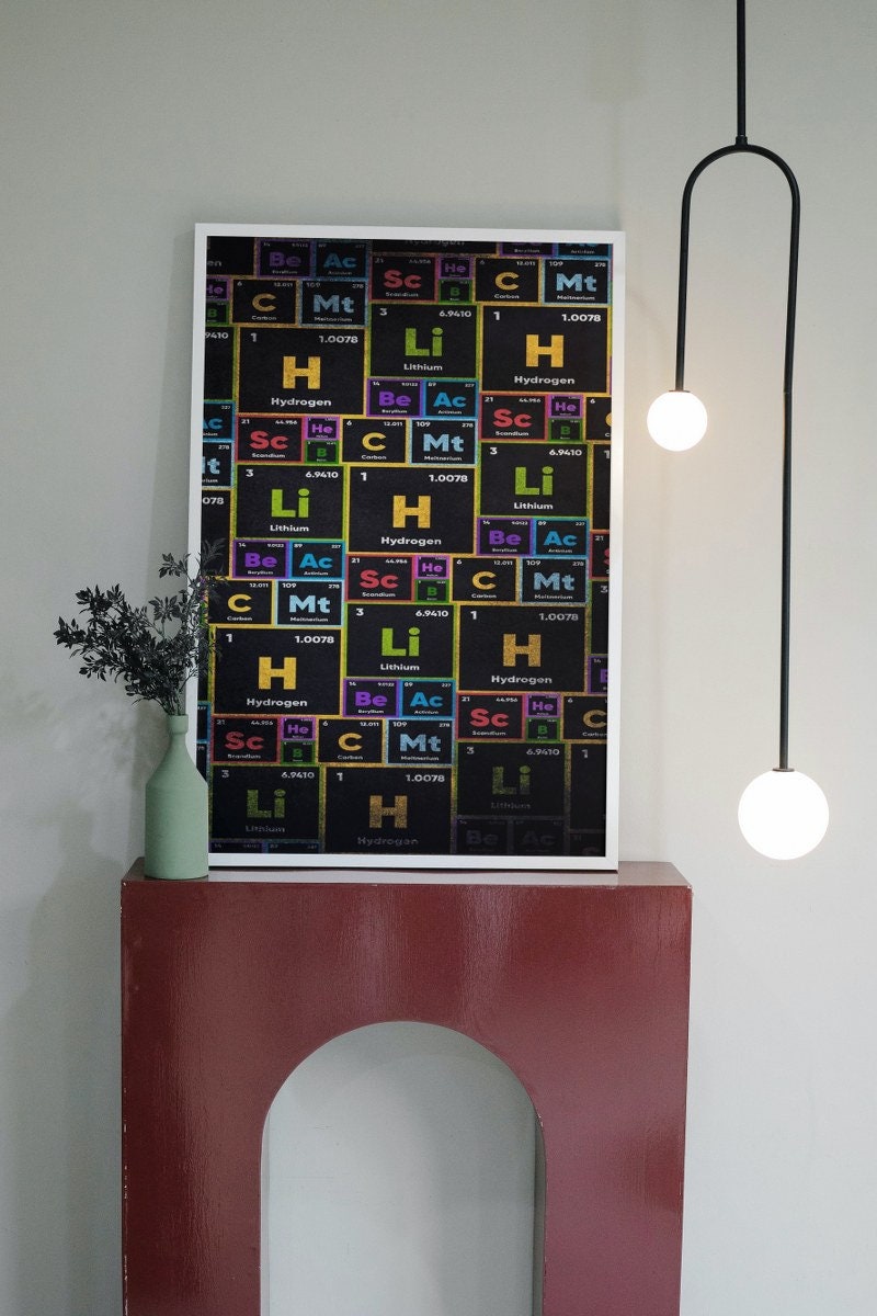 Periodic Table of Elements Canvas, Chemical Poster, Science Wall Art ...