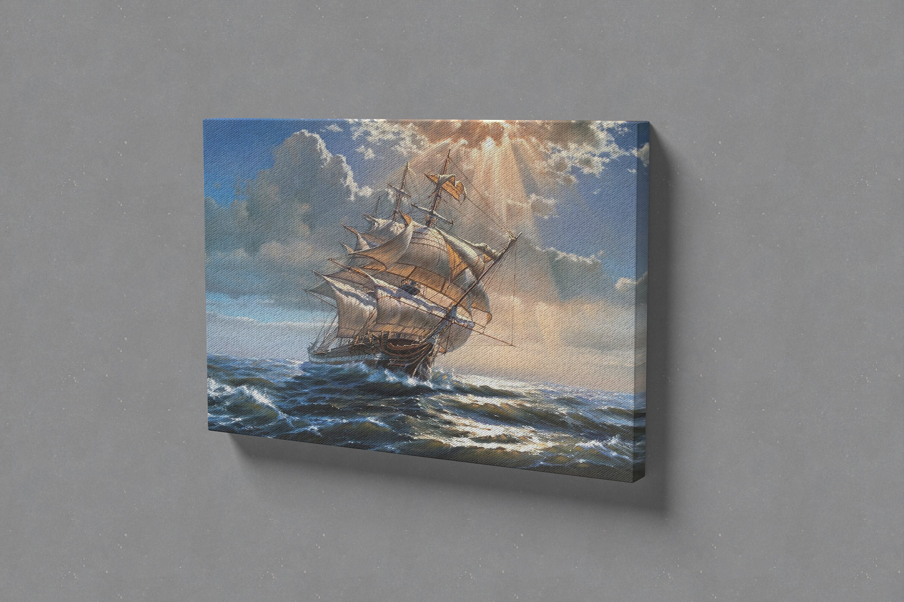 Ship Canvas Painting, Pirate Ship Painting, Sailing Painting, Boating ...