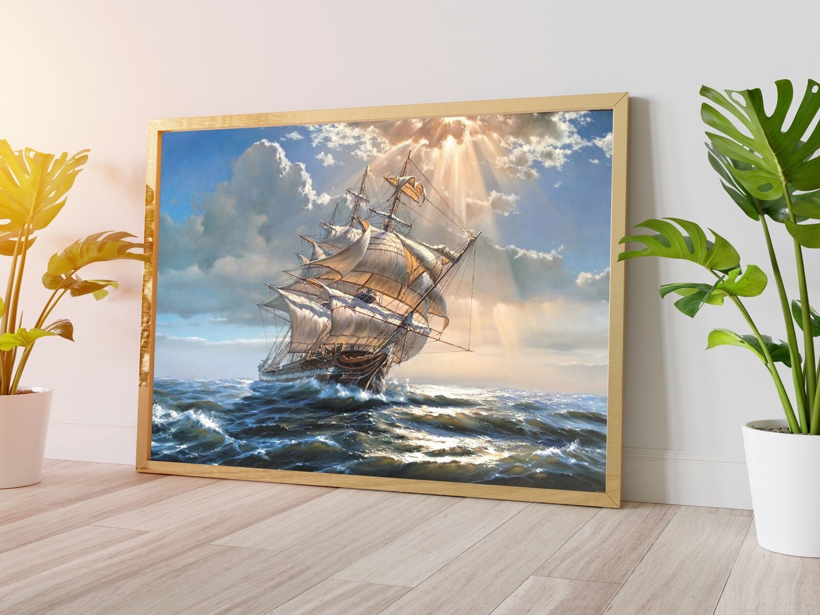 Ship Canvas Painting, Pirate Ship Painting, Sailing Painting, Boating ...