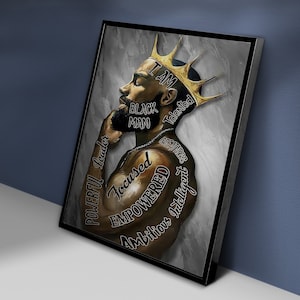 Black Man Wall Art, Black Men I Am Empowered King Painting Poster Printed, African American Man ...