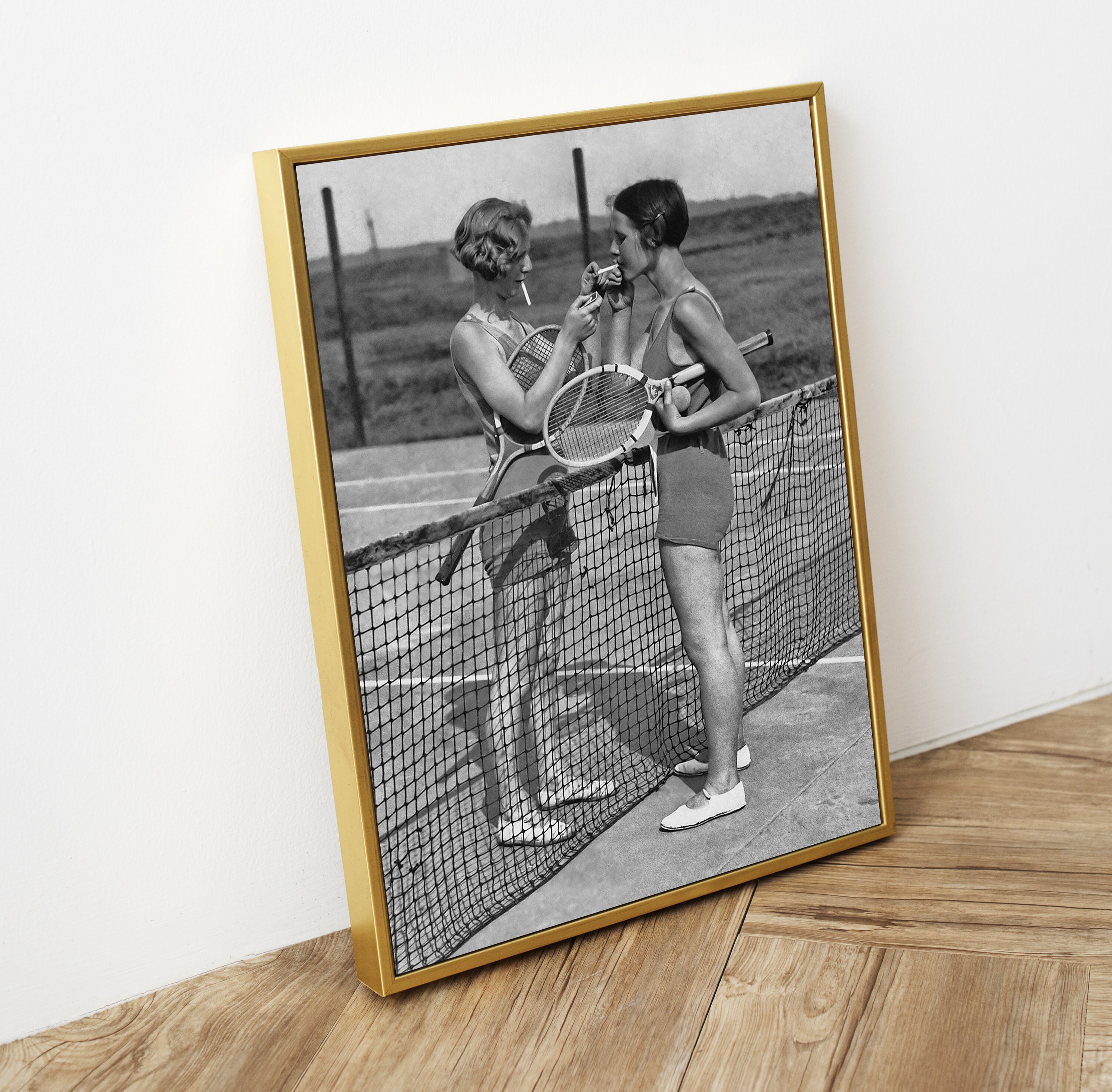 Vintage Tennis Art Print: Girls Smoking, Black and White Photography - Etsy
