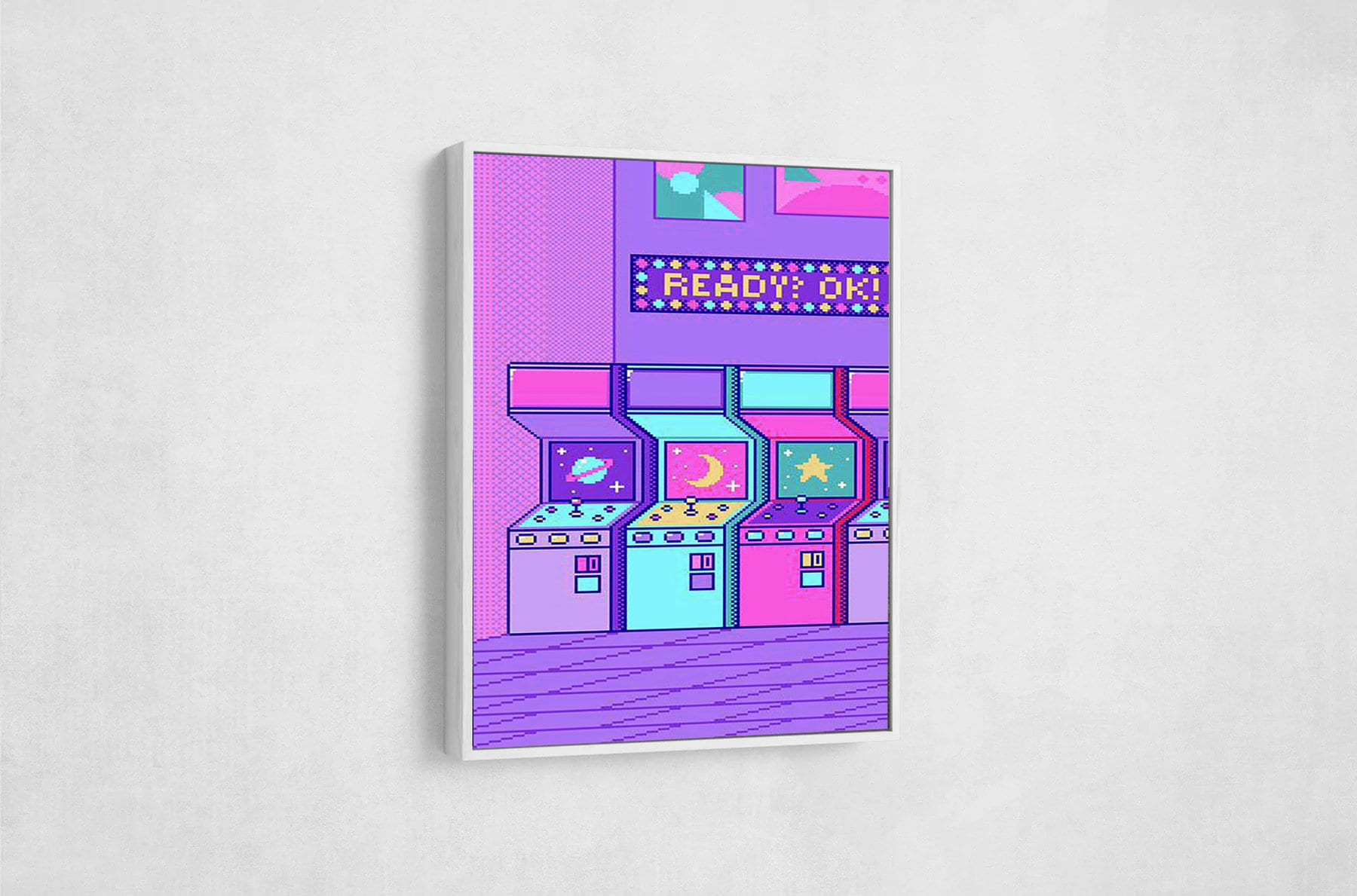 Arcade Pixel Art Canvas, Unique Game Room Art, Retrowave Arcade Machine ...