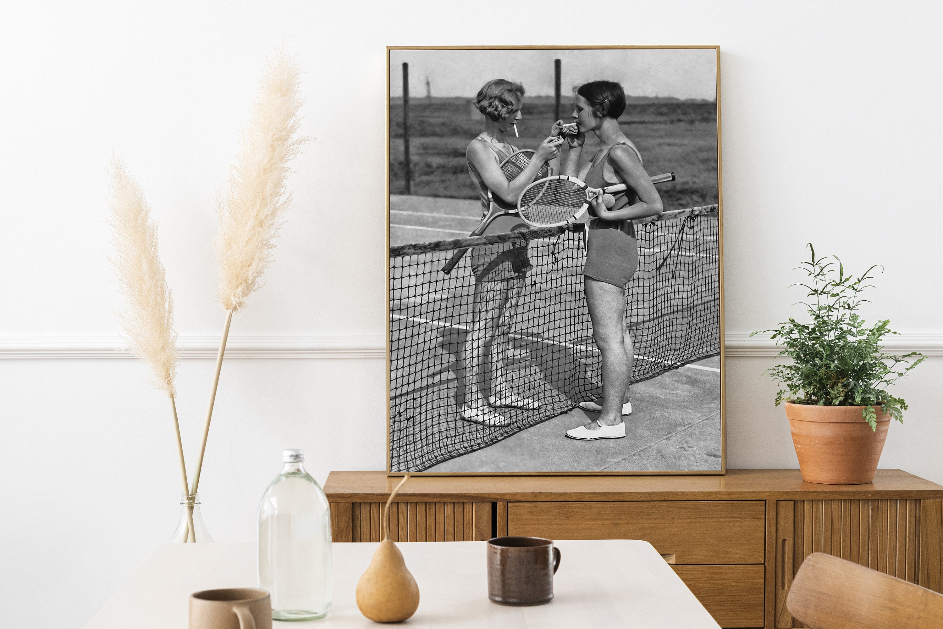 Vintage Tennis Art Print: Girls Smoking, Black and White Photography - Etsy