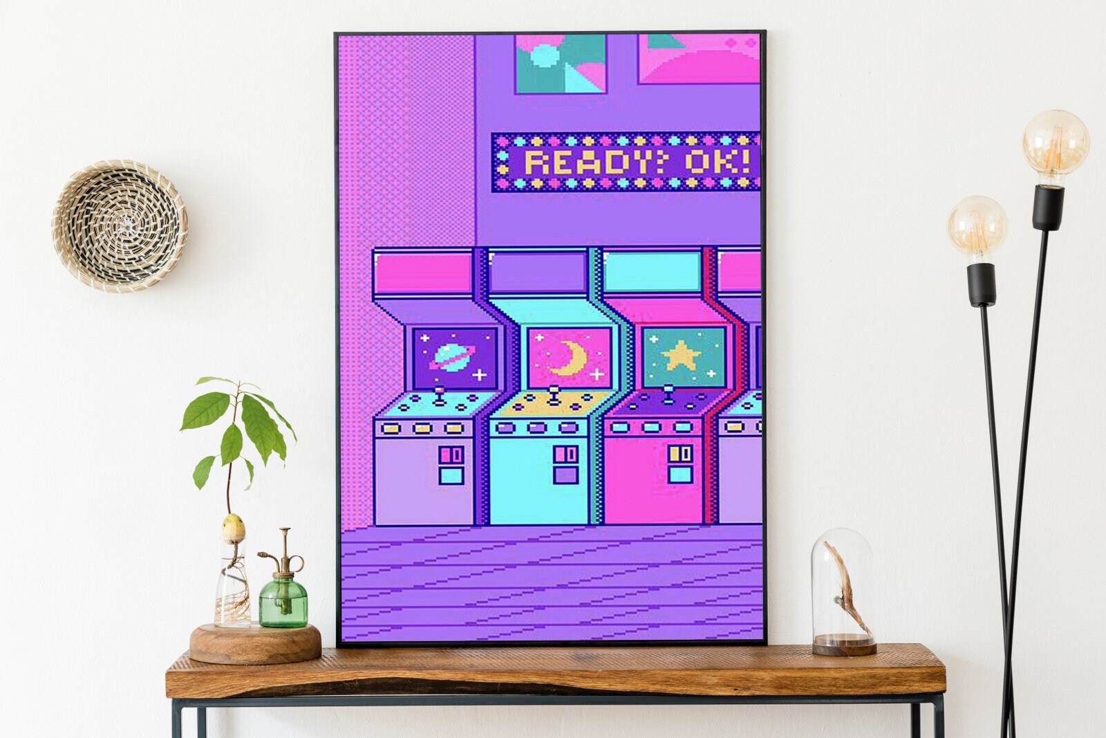 Arcade Pixel Art Canvas, Unique Game Room Art, Retrowave Arcade Machine ...