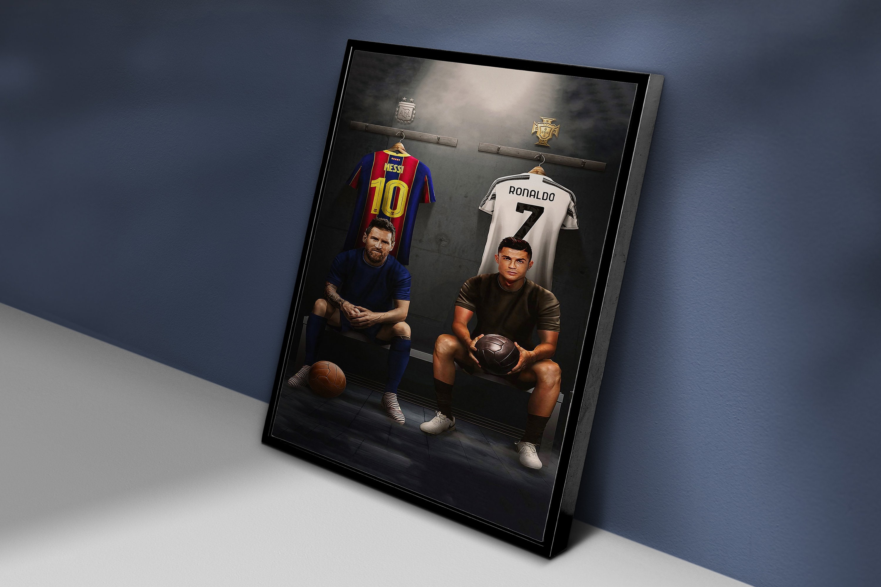 Messi & Ronaldo Poster, Football Legends Wall Art, Soccer Player Poster ...