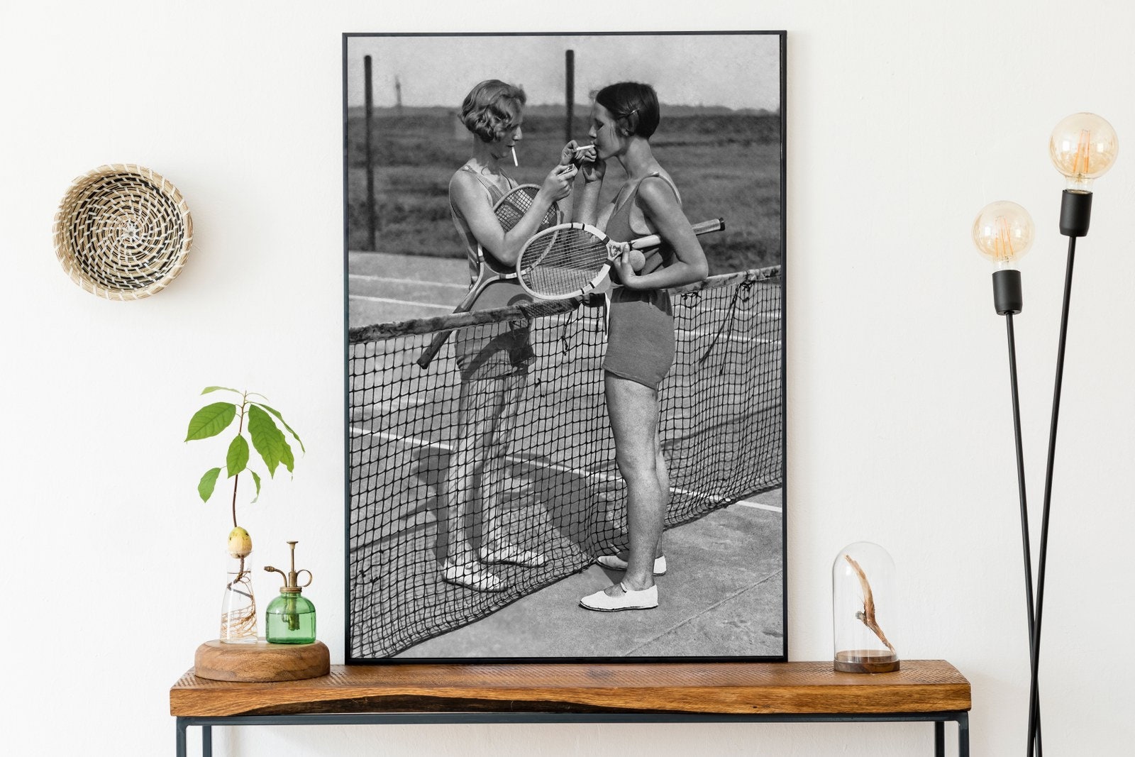Vintage Tennis Art Print: Girls Smoking, Black and White Photography - Etsy