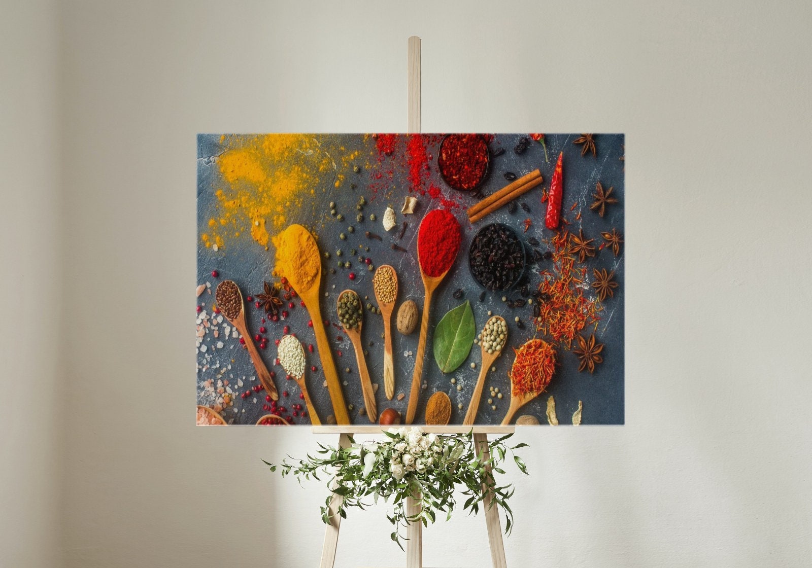 Colorful Spices in Vintage Spoons Kitchen Canvas Wall Art Print ...