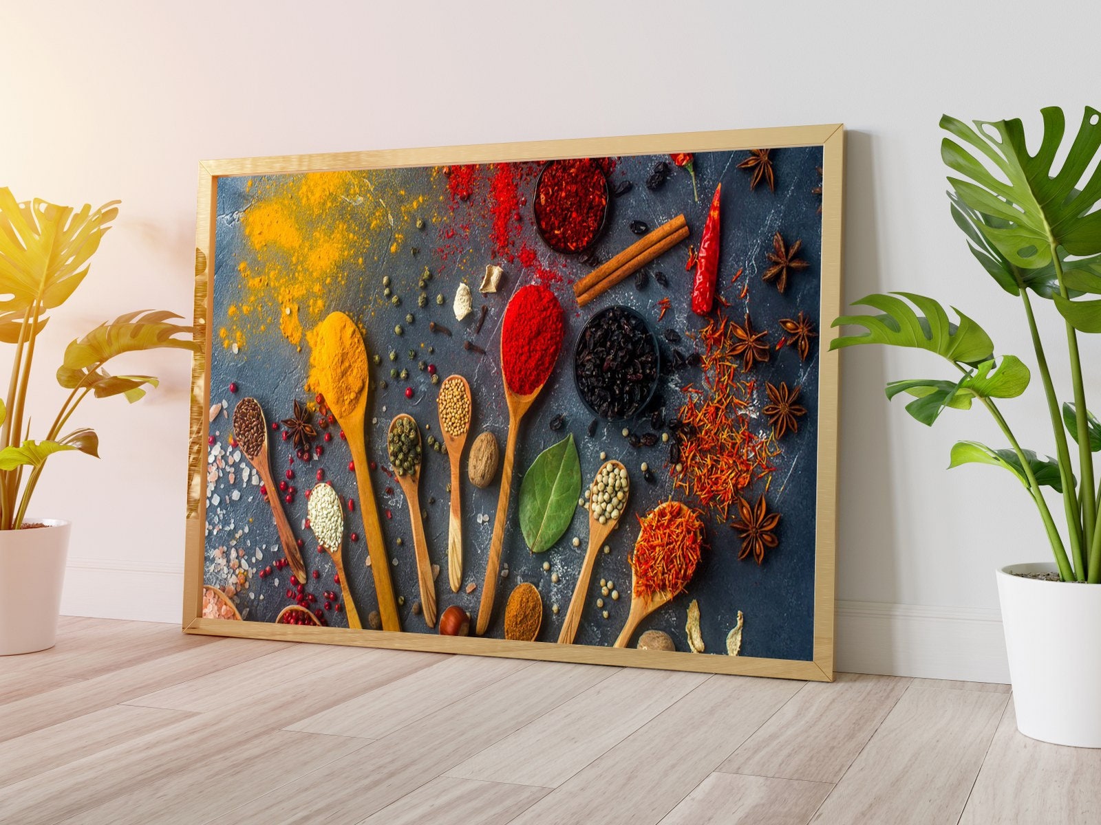 Colorful Spices in Vintage Spoons Kitchen Canvas Wall Art Print ...