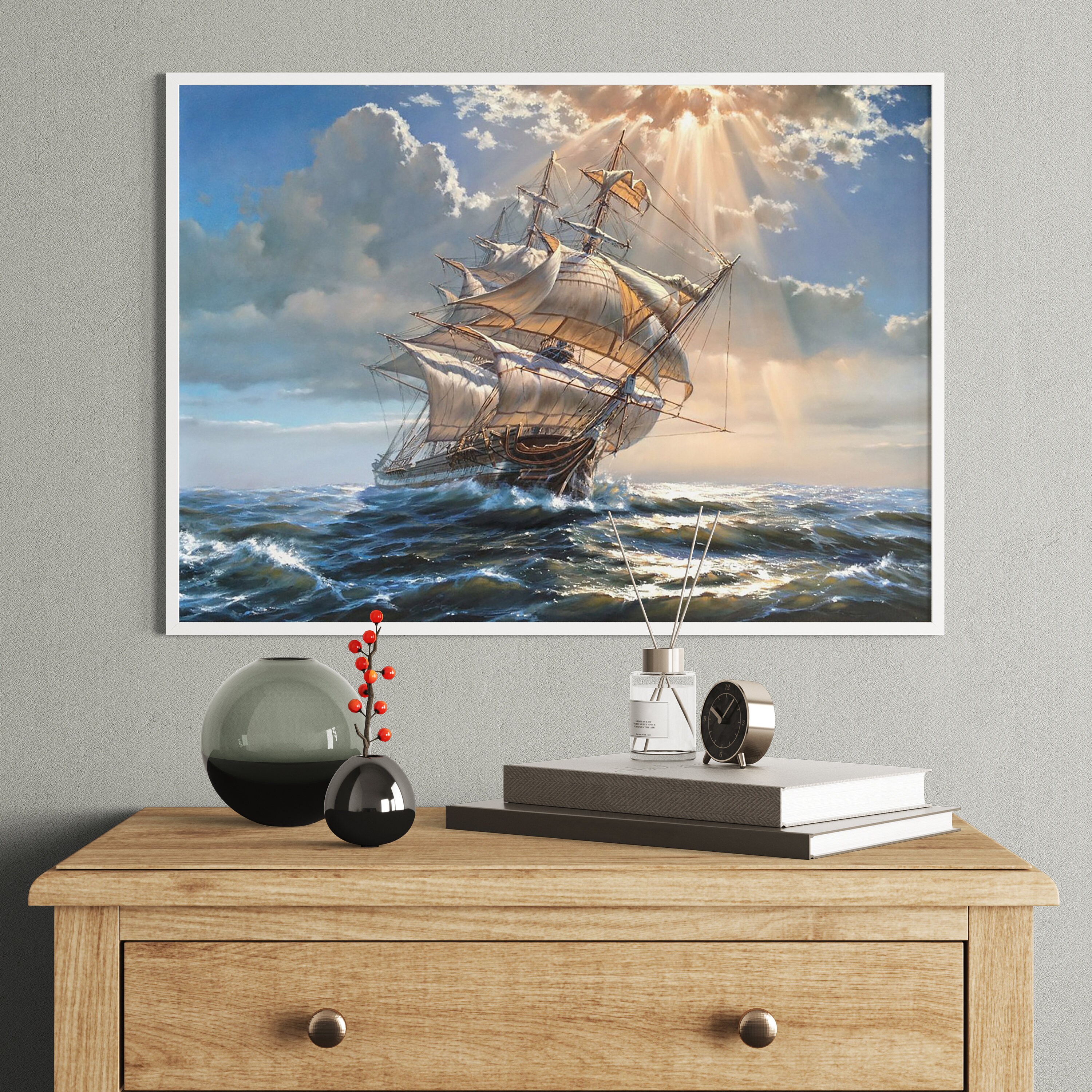 Ship Canvas Painting, Pirate Ship Painting, Sailing Painting, Boating ...
