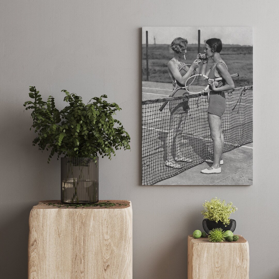 Vintage Tennis Art Print: Girls Smoking, Black and White Photography - Etsy