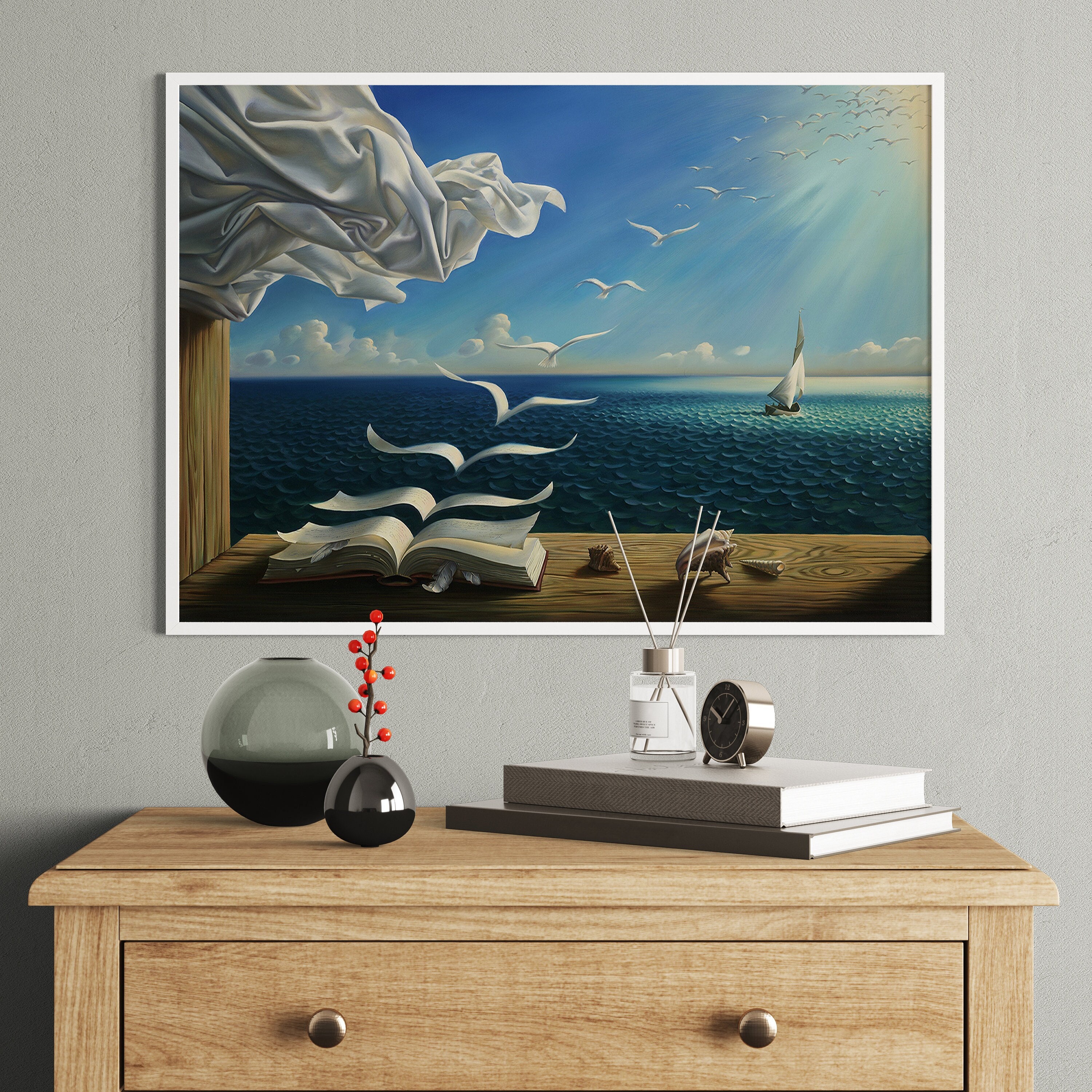 Salvador Dali Canvas Print – Book to Birds Seascape Art - Etsy