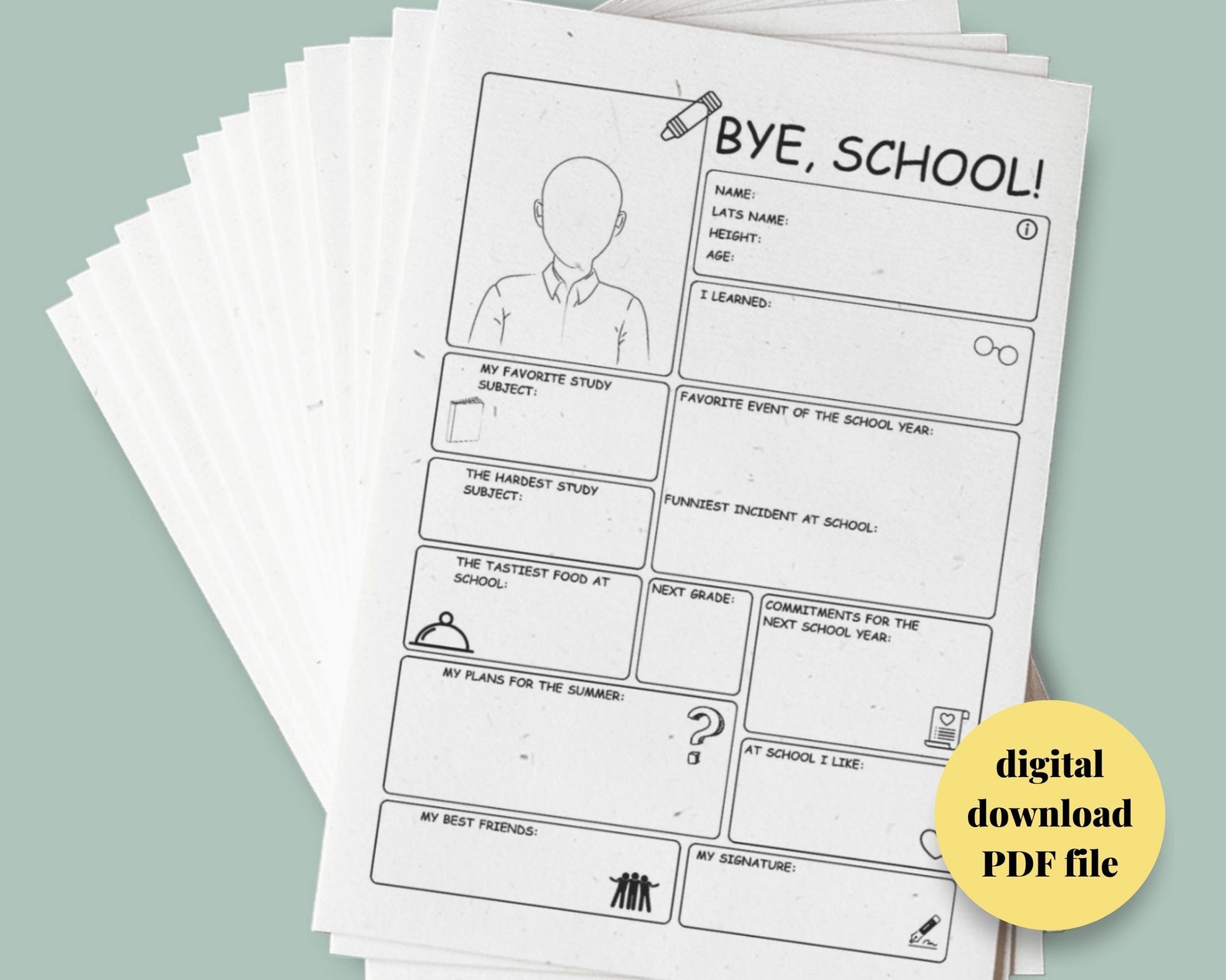 Printable Preschool Children '' Bye, School !'' Worksheet, School ...