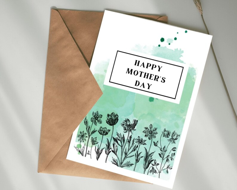 Printable Happy Mother's Day Card and Envelope Template, INSTANT ...