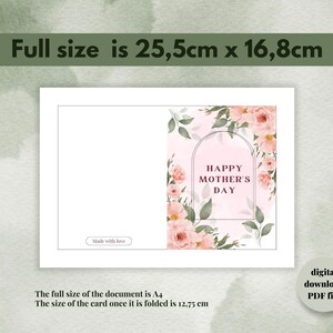 Printable Happy Mother's Day Card and Envelope Template, Watercolor ...