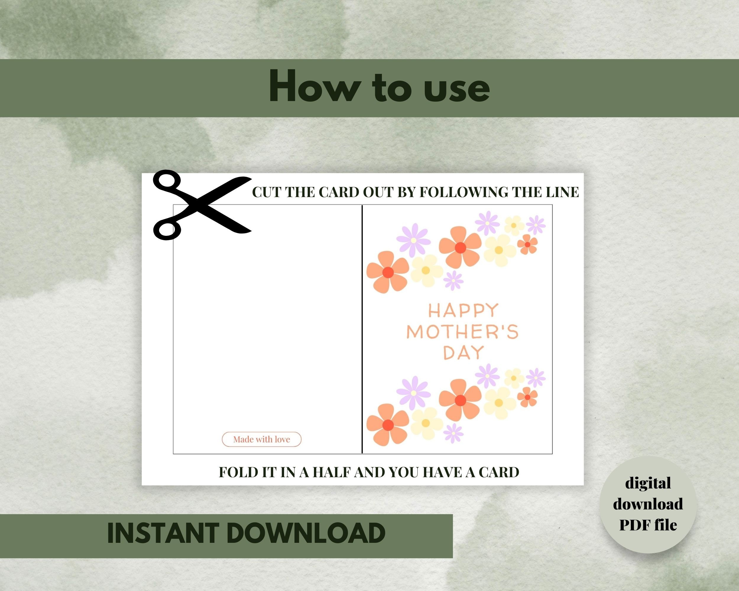 Printable Happy Mother's Day Card and Envelope Template, INSTANT ...