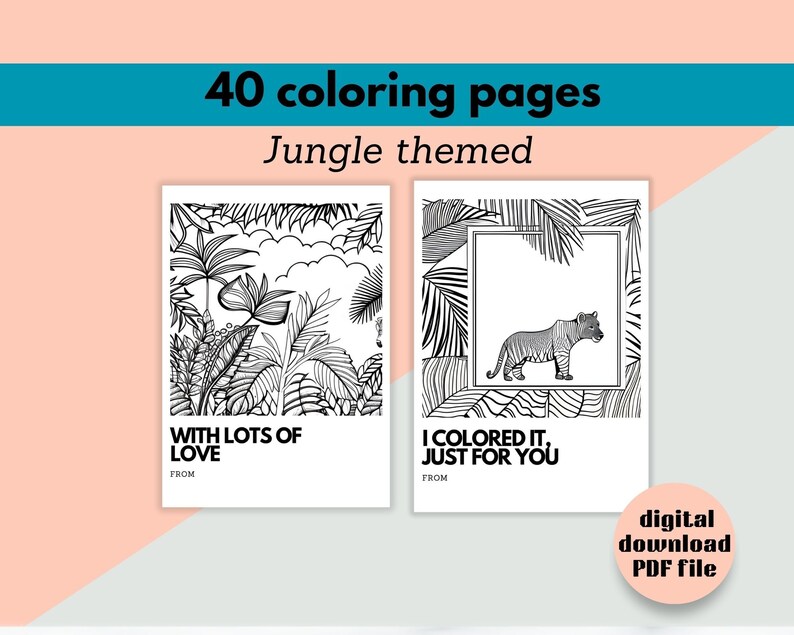 Printable Unique Jungle Themed Coloring Pages for Children and - Etsy