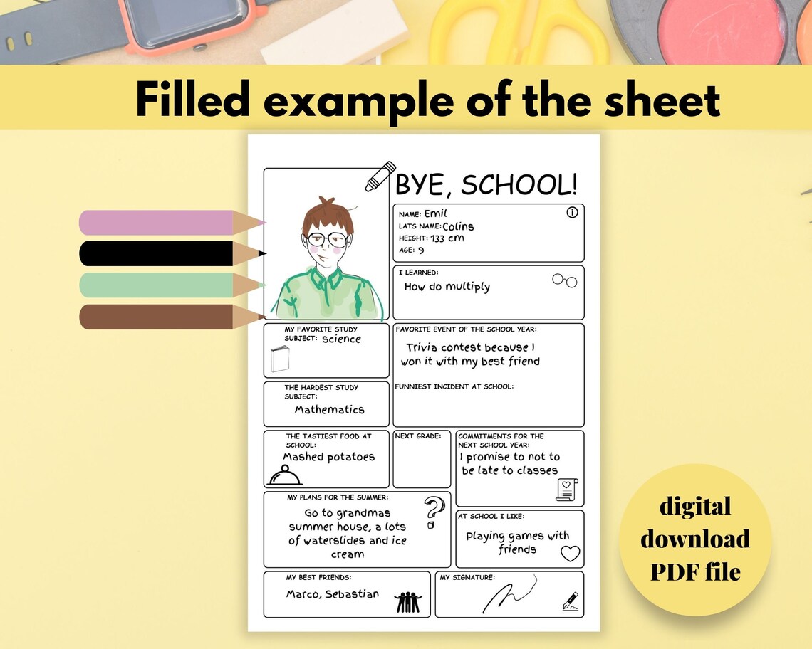 Printable Preschool Children '' Bye, School !'' Worksheet, School ...