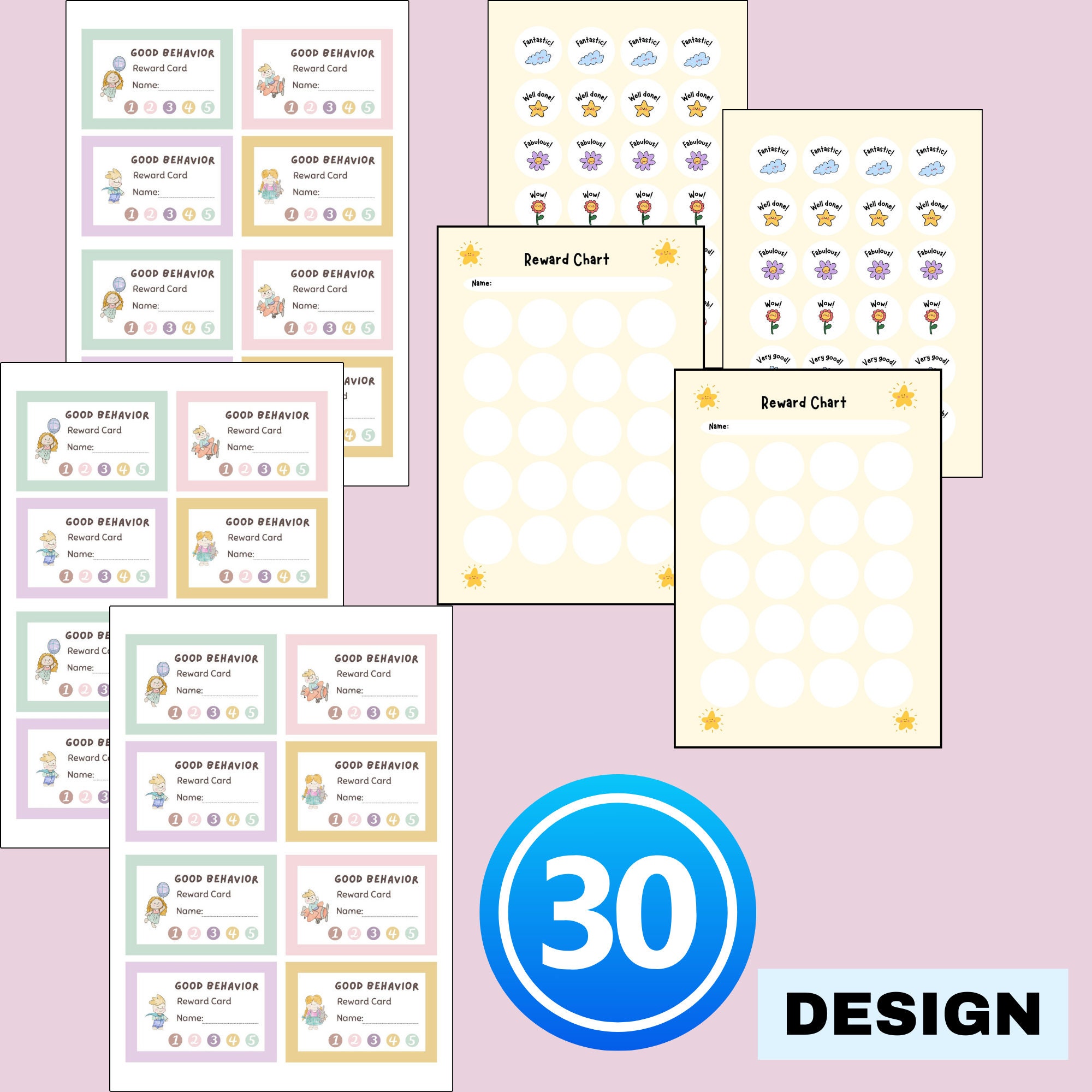 Class Reward Chart Bundle Behavior Primary School Reward Cards Parent ...