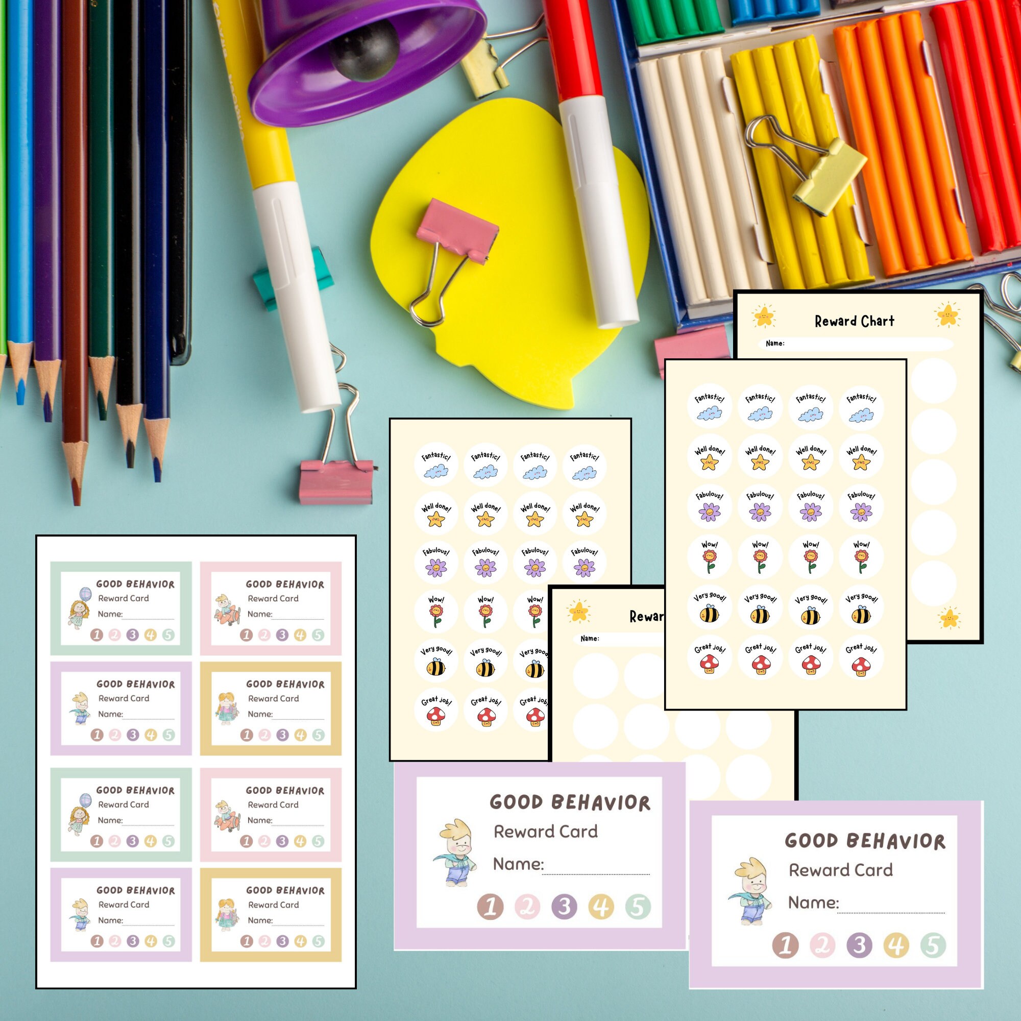 Class Reward Chart Bundle Behavior Primary School Reward Cards Parent ...