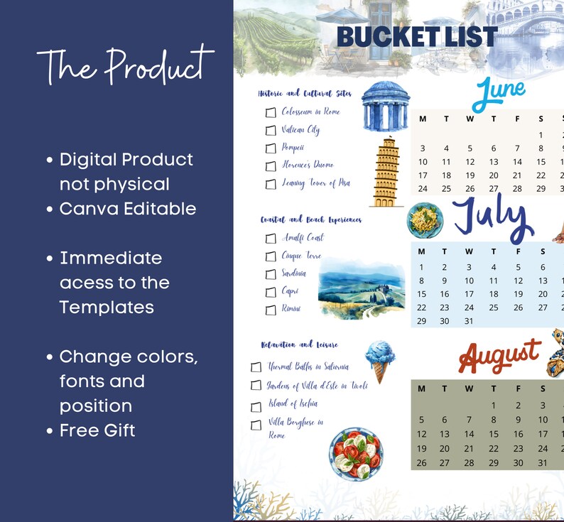 Editable Summer Calendar Poster Printables Summer Fun Bucket List ...