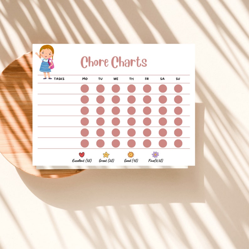 Editable Chore Chart for Kids Printable Kids Daily Weekly ...