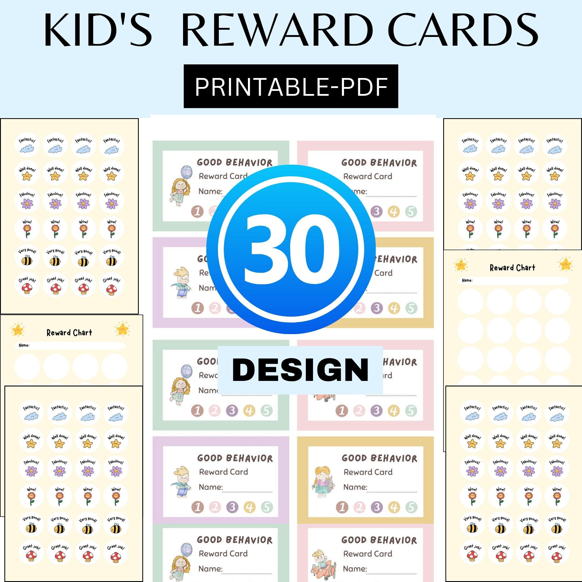 Class Reward Chart Bundle Behavior Primary School Reward Cards Parent ...