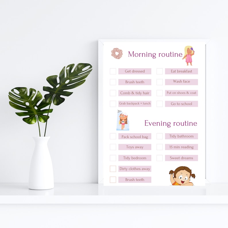 Kids Checklist Template, Morning Bedtime Nighttime Checklist, Chore ...