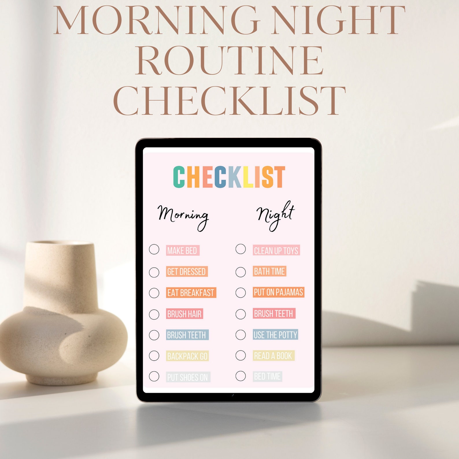 Kids Checklist Template, Morning Bedtime Nighttime Checklist, Chore ...