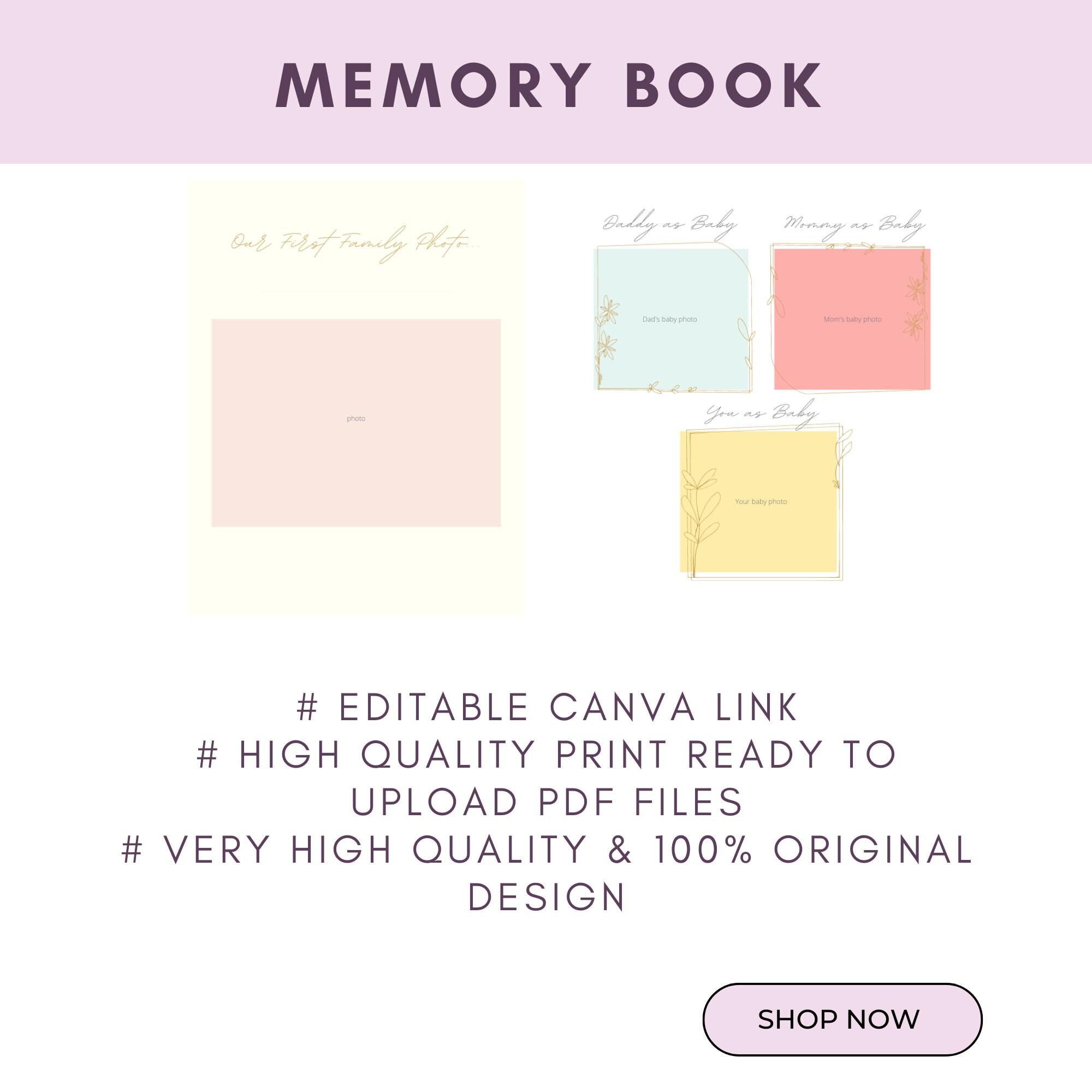 Editable Baby Memory Book Printable Baby Memory Book Baby Milestone ...