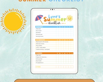 Printable Summer Checklist for Kids, Editable Kids Responsibility Chart ...