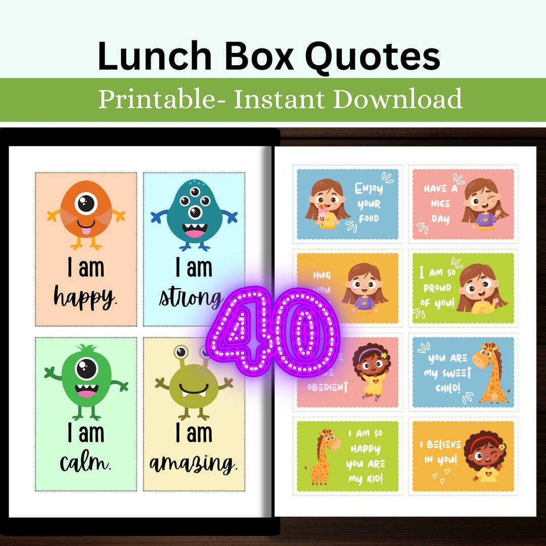 Vibrant Illustrated Motivation Lunchbox Notes, 40 Unique Designs ...