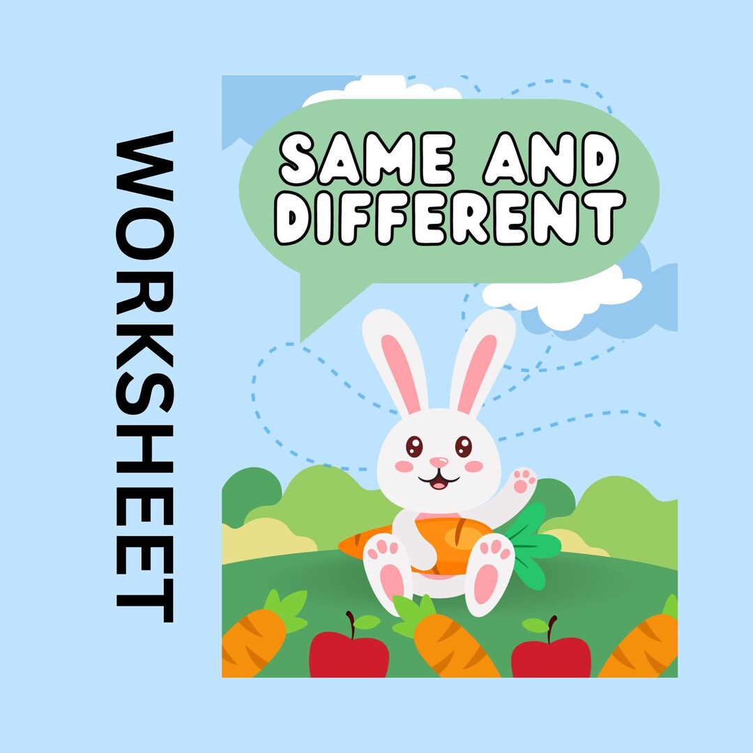 Blue Cute Playful Same and Different Activity Book Worksheet ...